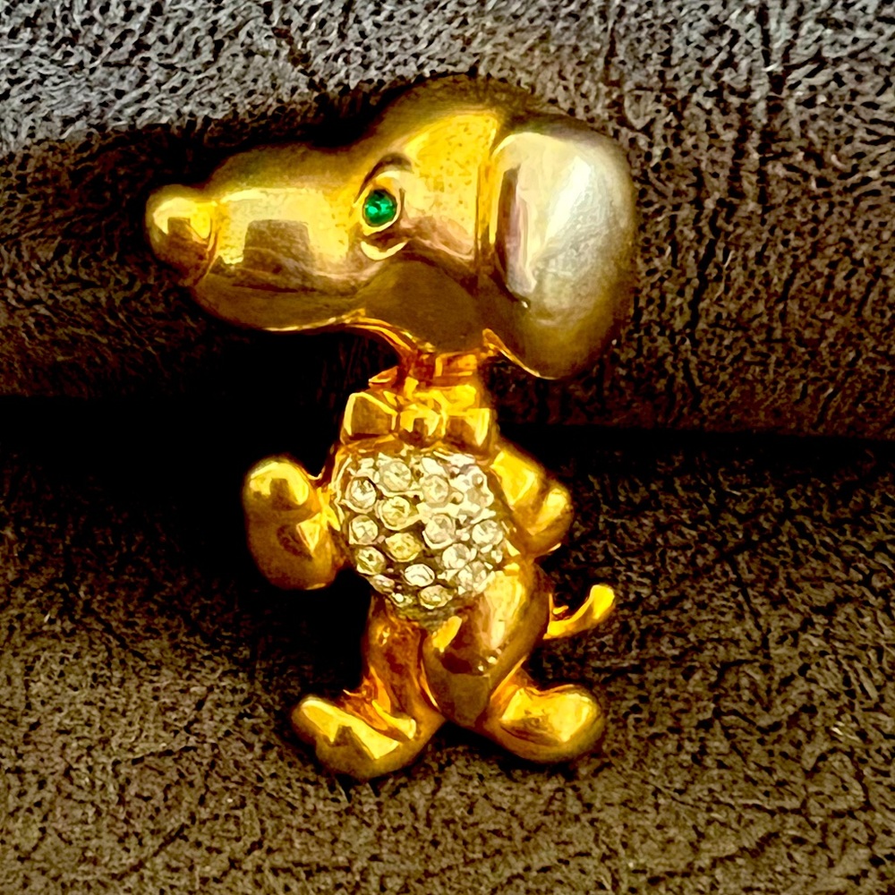 Snoopy Peanuts Vintage Goldtone Metal Brooch Pin Jewe… - Gem